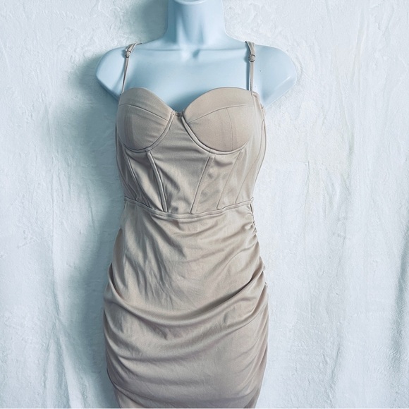 Dresses | Elegant Beige Strapless Dress | Poshmark